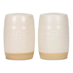 nat & jules raw bottom white 3 x 2 ceramic salt and pepper shaker 2 piece set