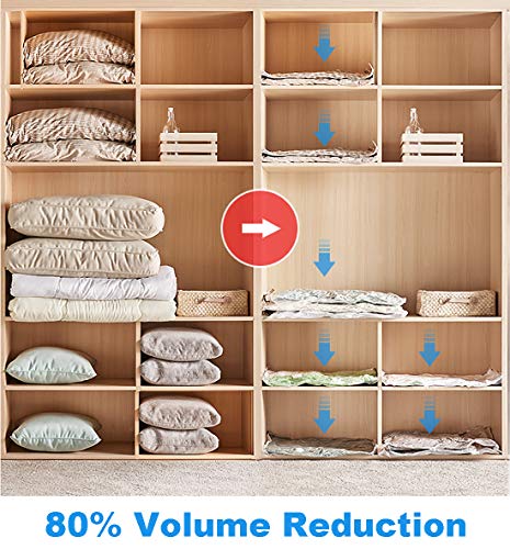 Vacuum Storage Bags Space Saving Bags for Comforters Clothes Pillow Bedding Blanket Storage, Free Travel Hand Pump Included (4 Pack Large - 31 * 24 inches)