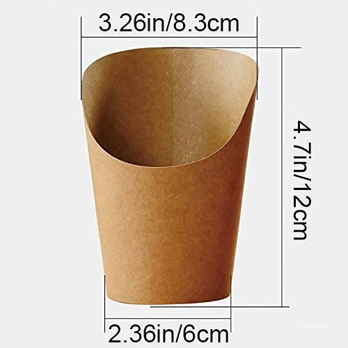 KINGZHUO 50 Pcs French Fries Holder 14oz Charcuterie Cups Disposable Take-out Party Baking Waffle Paper Popcorn Boxes Kraft Paper Cups Holder French Fry Cups Holder Wedding Food Trays Paper Cones