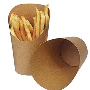 KINGZHUO 50 Pcs French Fries Holder 14oz Charcuterie Cups Disposable Take-out Party Baking Waffle Paper Popcorn Boxes Kraft Paper Cups Holder French Fry Cups Holder Wedding Food Trays Paper Cones