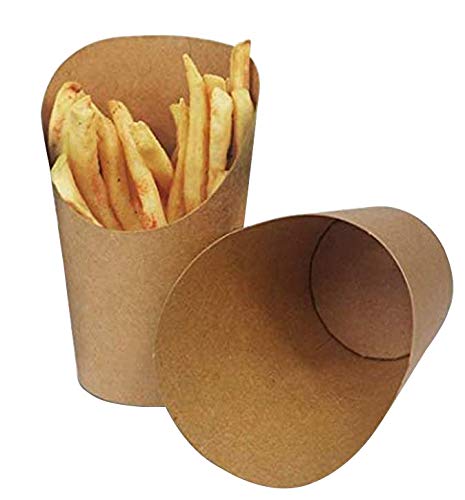 KINGZHUO 50 Pcs French Fries Holder 14oz Charcuterie Cups Disposable Take-out Party Baking Waffle Paper Popcorn Boxes Kraft Paper Cups Holder French Fry Cups Holder Wedding Food Trays Paper Cones