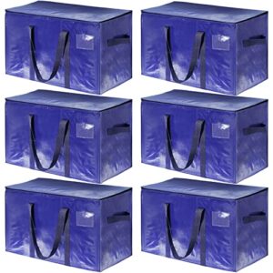 6 pack moving bags,heavy duty extra large packing bags for moving,reusable moving totes with reinforced handles & zippers,foldable moving storage bags for space saving moving supplies