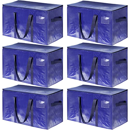 6 Pack Moving Bags,Heavy Duty Extra Large Packing Bags for Moving,Reusable Moving Totes with Reinforced Handles & Zippers,Foldable Moving Storage Bags for Space Saving Moving Supplies