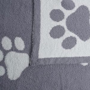 Paw Print Throw Blanket, Super Soft Fluffy Dog Cat Paw Print Blanket Throw Cozy Lightweight Fleece air Reversible Blankets for Bed Couch Sofa Bedroom, 51"x63"