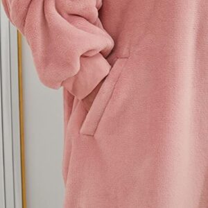 OHS Hoodie Blanket Giant Fleece Wearable Blanket Cosy Plush Coral Sherpa Oversized Jumper Ultra Soft Sweatshirt with Pockets, Blush Pink