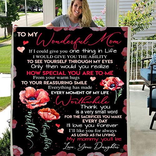 to My Wonderful MOM How Special You are to ME 3D Pattern Custom Fleece Photo Blanket Fan Gift for Mom Mother (X-Large 80 X 60 INCH)