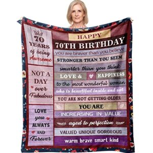 Muxuten 70th Birthday Gifts for Women/Men - 70th Birthday Gifts Blanket 60"X50" - Best Gifts for 70 Year Old Woman, 70 Year Old Birthday Gifts for Women, 70th Birthday Gift Ideas, Birthday Party Decor