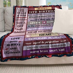 Muxuten 70th Birthday Gifts for Women/Men - 70th Birthday Gifts Blanket 60"X50" - Best Gifts for 70 Year Old Woman, 70 Year Old Birthday Gifts for Women, 70th Birthday Gift Ideas, Birthday Party Decor