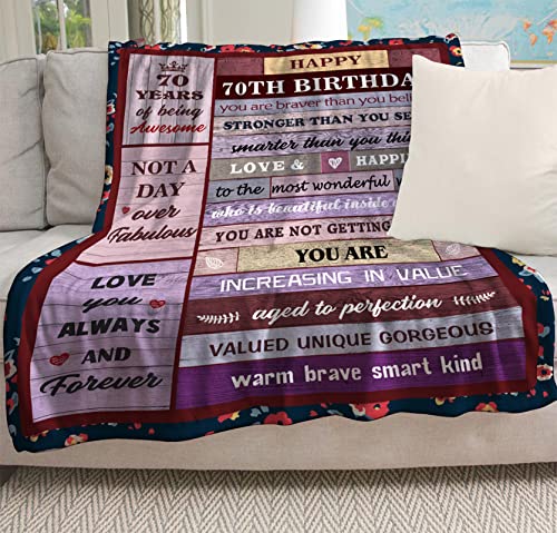 Muxuten 70th Birthday Gifts for Women/Men - 70th Birthday Gifts Blanket 60"X50" - Best Gifts for 70 Year Old Woman, 70 Year Old Birthday Gifts for Women, 70th Birthday Gift Ideas, Birthday Party Decor