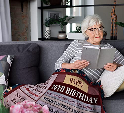 Muxuten 70th Birthday Gifts for Women/Men - 70th Birthday Gifts Blanket 60"X50" - Best Gifts for 70 Year Old Woman, 70 Year Old Birthday Gifts for Women, 70th Birthday Gift Ideas, Birthday Party Decor