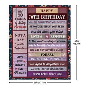 Muxuten 70th Birthday Gifts for Women/Men - 70th Birthday Gifts Blanket 60"X50" - Best Gifts for 70 Year Old Woman, 70 Year Old Birthday Gifts for Women, 70th Birthday Gift Ideas, Birthday Party Decor