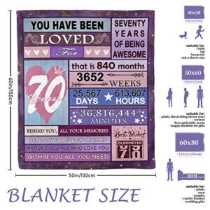 70th Birthday Gifts for Women Blanket, 70-Year-Old Women Gift for Birthday, Gifts for 70 Years Old Woman Female Sister Mom Wife Grandma, 70th Birthday Decorations for Women Throw Blanket 50"x60"