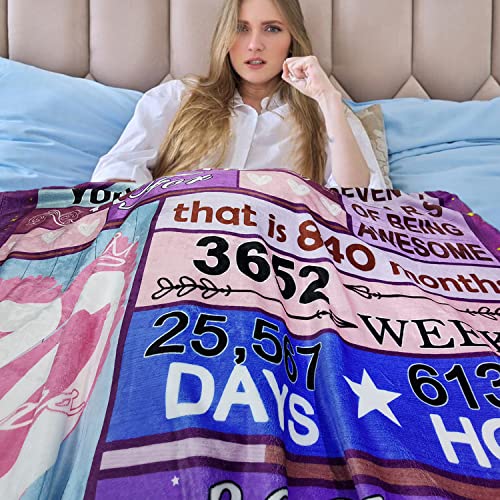 70th Birthday Gifts for Women Blanket, 70-Year-Old Women Gift for Birthday, Gifts for 70 Years Old Woman Female Sister Mom Wife Grandma, 70th Birthday Decorations for Women Throw Blanket 50"x60"