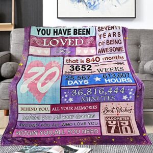 70th Birthday Gifts for Women Blanket, 70-Year-Old Women Gift for Birthday, Gifts for 70 Years Old Woman Female Sister Mom Wife Grandma, 70th Birthday Decorations for Women Throw Blanket 50"x60"