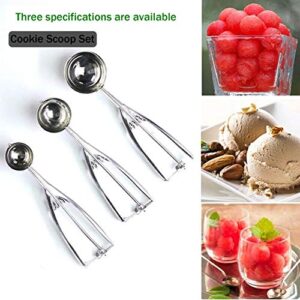 Cookie Scoop Set 3 PCS, with Trigger Large-Medium-Small Size for Kitchen Family Ice Cream Cookie Cupcake Muffin Meatbal multipurpose tainless Steel Ice Cream Scooper