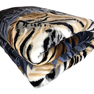 Solaron Super Thick Mink Blanket BM253 Queen 3 Tigers BLACK