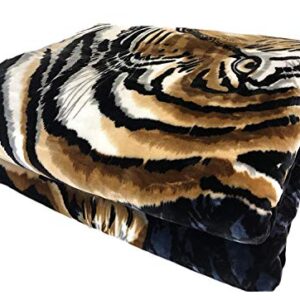 Solaron Super Thick Mink Blanket BM253 Queen 3 Tigers BLACK