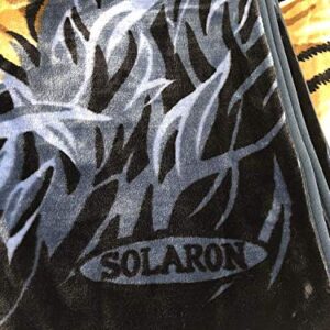 Solaron Super Thick Mink Blanket BM253 Queen 3 Tigers BLACK