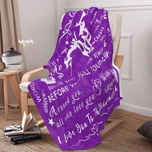 Aocclos Happy Birthday Gift for Women,Best Friend Birthday Gift for Women,Personalized Purple Gift for Women,Birthday gift for Women Friendship, Women Birthday Gift Soft and Cozy Throw Blanket 60"X50"