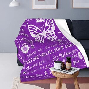 Aocclos Happy Birthday Gift for Women,Best Friend Birthday Gift for Women,Personalized Purple Gift for Women,Birthday gift for Women Friendship, Women Birthday Gift Soft and Cozy Throw Blanket 60"X50"