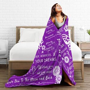 Aocclos Happy Birthday Gift for Women,Best Friend Birthday Gift for Women,Personalized Purple Gift for Women,Birthday gift for Women Friendship, Women Birthday Gift Soft and Cozy Throw Blanket 60"X50"