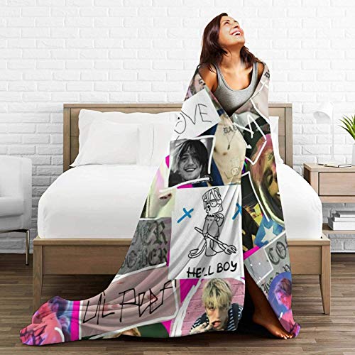 CNAOWHG Lil Blanket Peep Rapper Flannel Blanket Hippie Psychedelic Art 3D Printed Soft Shaggy Throw Blanket All Season Warm Blanket for Couch Sofa Bedroom Decoration 60"x50"