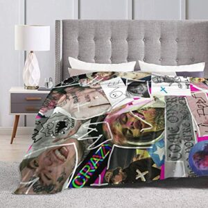 CNAOWHG Lil Blanket Peep Rapper Flannel Blanket Hippie Psychedelic Art 3D Printed Soft Shaggy Throw Blanket All Season Warm Blanket for Couch Sofa Bedroom Decoration 60"x50"