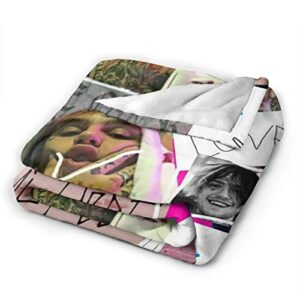 CNAOWHG Lil Blanket Peep Rapper Flannel Blanket Hippie Psychedelic Art 3D Printed Soft Shaggy Throw Blanket All Season Warm Blanket for Couch Sofa Bedroom Decoration 60"x50"