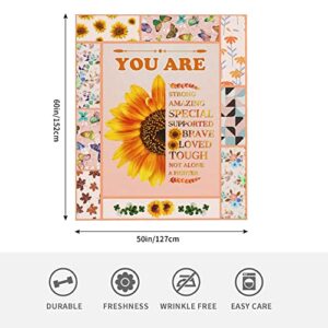 Lollyus God Blanket,Sunflower Pattern Inspirational Blanket,Full of Brave, Warm Blanket of God Gifts Blankets for Birthday Christmas My Best God Throws Blankets