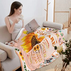 Lollyus God Blanket,Sunflower Pattern Inspirational Blanket,Full of Brave, Warm Blanket of God Gifts Blankets for Birthday Christmas My Best God Throws Blankets