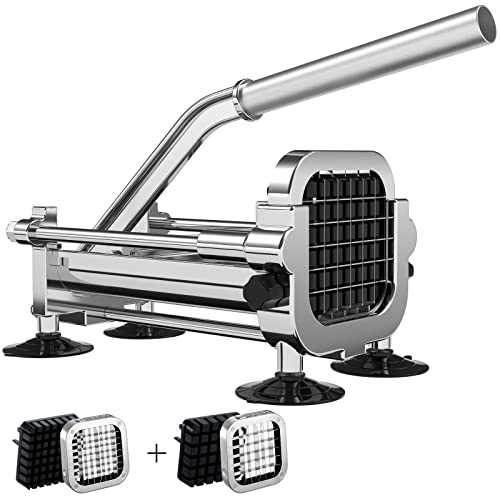 French Fry Cutter, Befano Potato Slicer Fry Cutter | Stainless Steel Potato Cutter for French Fries Cutter with 1/2-Inch and 3/8-Inch Blade Great for Potato, French Fries, Cucumber Vegetables Carrot