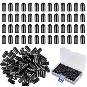 wxj13 pack of 200 pourers dust covers with box, liquor bottle pour spout cover rubber caps, black