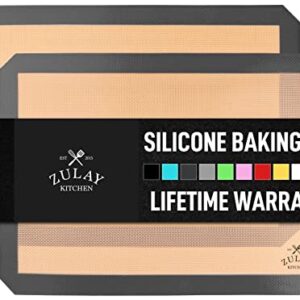 Zulay Kitchen (2 Pack) Silicone Baking Mat Sheet Set - Reusable Baking Mat Nonstick - Half Sheet Baking Mat For Oven - 16.5" x 11.6" (Dark Gray)