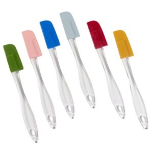 evelots set of 6 mini silicone spatula set for kitchen cooking & baking, silicone cooking utensils set, heat resistant bpa free - up to 446 degrees