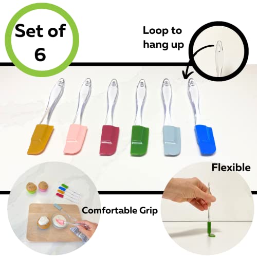 Evelots Set of 6 Mini Silicone Spatula Set for Kitchen Cooking & Baking, Silicone Cooking Utensils Set, Heat Resistant BPA Free - Up To 446 Degrees