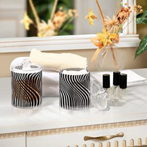 ALAZA Black White Zebra Print Qtip Holder Organizer Dispenser Botanical Humming Birds Bathroom Containers Bathroom Vanity Storage Canister Apothecary Jars for Cotton Swabs/Pads/Floss,4 Pack