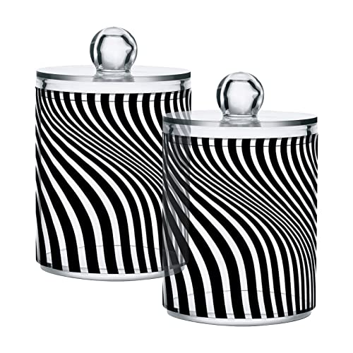 ALAZA Black White Zebra Print Qtip Holder Organizer Dispenser Botanical Humming Birds Bathroom Containers Bathroom Vanity Storage Canister Apothecary Jars for Cotton Swabs/Pads/Floss,4 Pack