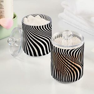 ALAZA Black White Zebra Print Qtip Holder Organizer Dispenser Botanical Humming Birds Bathroom Containers Bathroom Vanity Storage Canister Apothecary Jars for Cotton Swabs/Pads/Floss,4 Pack