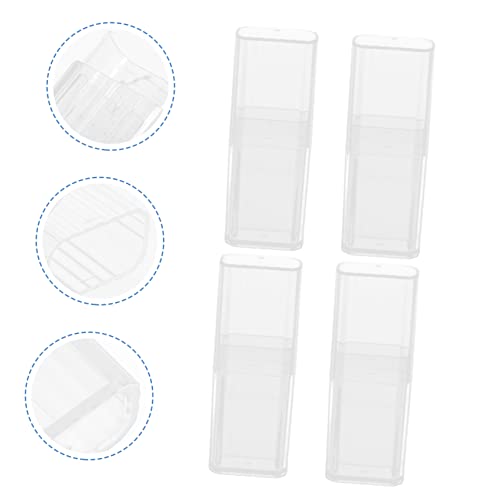 ADOCARN 4pcs Lid Organizer Swab Storage Plastic Apothecary Swabs Holder Ball Jar Bathroom Case Canisters Portable Clear Container Dispenser Cleaning with Toothpick Floss