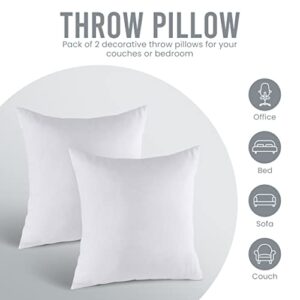 Utopia Bedding Throw Pillows Insert (Pack of 2, White) - 22 x 22 Inches Bed and Couch Pillows - Indoor Decorative Pillows