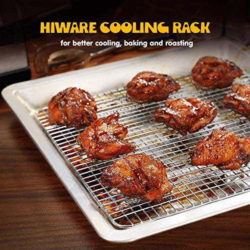 Hiware 2-Pack Cooling Racks for Baking - 10" x 15" - Stainless Steel Wire Cookie Rack Fits Jelly Roll Sheet Pan, Oven Safe for Cooking, Roasting, Grilling