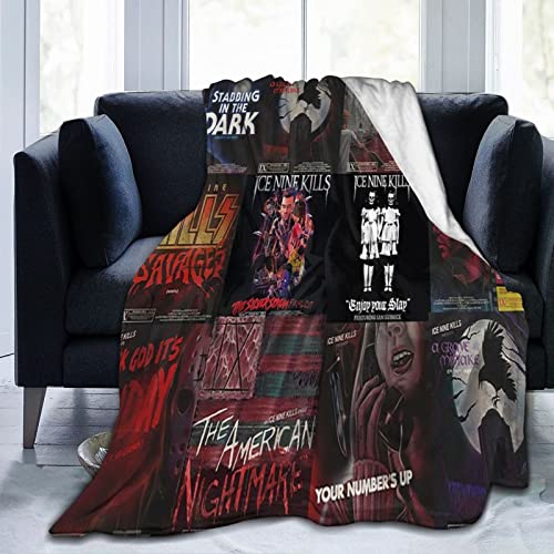 STYLOPUNK Heavy Metal Ice Band Nine Music Kills Throw Blanket Lightweight Flannel Blankets Funny Fleece Bed Blanket All Seasons 50"X40"