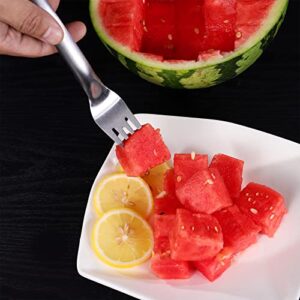 2 PCS 2-in-1 Watermelon Fork Slicer, Watermelon Slicer Cutter, Summer Watermelon Cutter Slicer Tool, Stainless Steel Fruit Forks Slicer Knife for Family Parties Camping