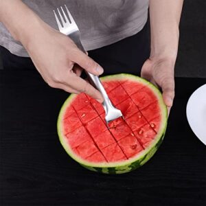 2 PCS 2-in-1 Watermelon Fork Slicer, Watermelon Slicer Cutter, Summer Watermelon Cutter Slicer Tool, Stainless Steel Fruit Forks Slicer Knife for Family Parties Camping