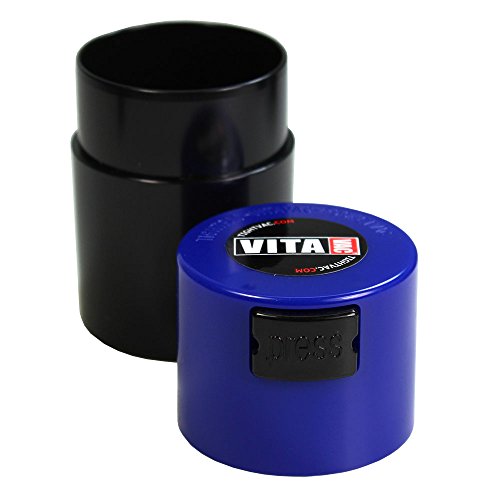 Vitavac - 5g to 20 grams Vacuum Sealed Container - D Blue Cap & Black Body