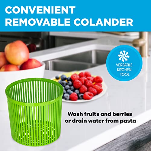 Single Serve Small Salad Spinner - Mini Prep Lettuce Spinner and Dryer With Measuring Cup - Collander with Fruit and Vegetable Washing Basket Bowl - Great Fruit and Vegetable Washer By Cooler Kitchen