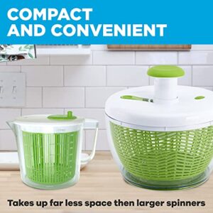 Single Serve Small Salad Spinner - Mini Prep Lettuce Spinner and Dryer With Measuring Cup - Collander with Fruit and Vegetable Washing Basket Bowl - Great Fruit and Vegetable Washer By Cooler Kitchen