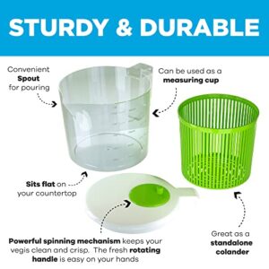 Single Serve Small Salad Spinner - Mini Prep Lettuce Spinner and Dryer With Measuring Cup - Collander with Fruit and Vegetable Washing Basket Bowl - Great Fruit and Vegetable Washer By Cooler Kitchen