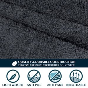 KAURI Oversized XXL Wearable Blanket for Adults - Dark Gray Cozy Wearable Blanket with Pocket - Soft Comfy Fleece Snuggle Wrap Throws Blanket Robe for Women and Men