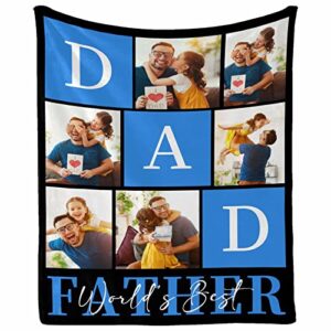 custom personalized fleece blanket world's best dad plush blanket fuzzy soft blanket microfiber gifts for dad black blue 30"x40" best dad blanket